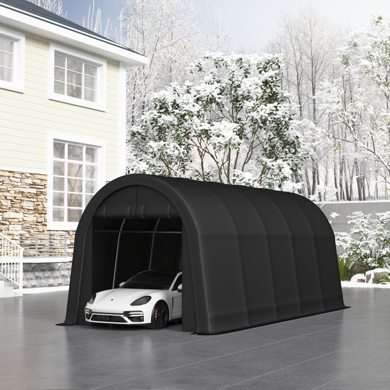 Erommy 10 Ft. W x 20 Ft. D Galvanized Steel Portable Garage, Anti-Snow Carport, Storage Shed ...